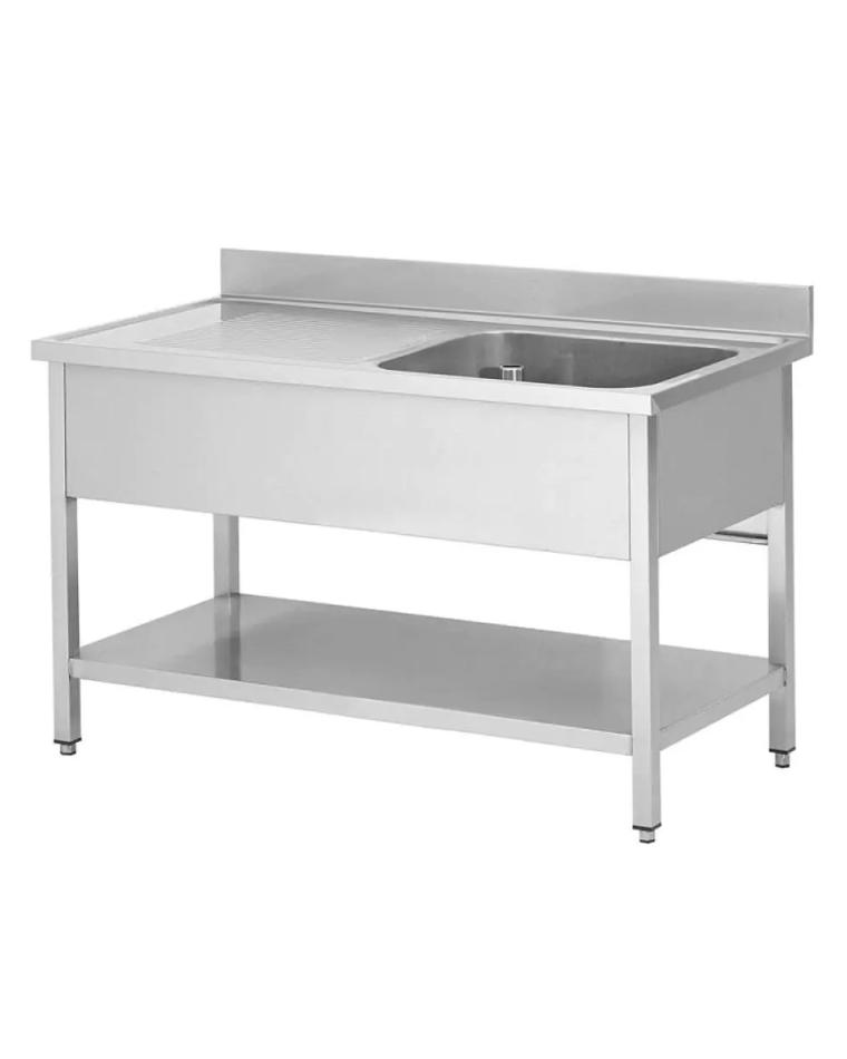 Gastronomiespüle aus Edelstahl – 2 Becken rechts – mit unterer Ablage ...